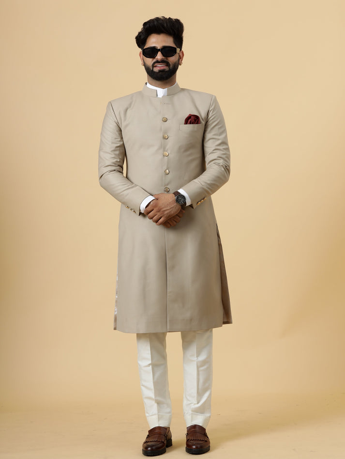 Classic Khaki Achkan for Men – Rajanyas