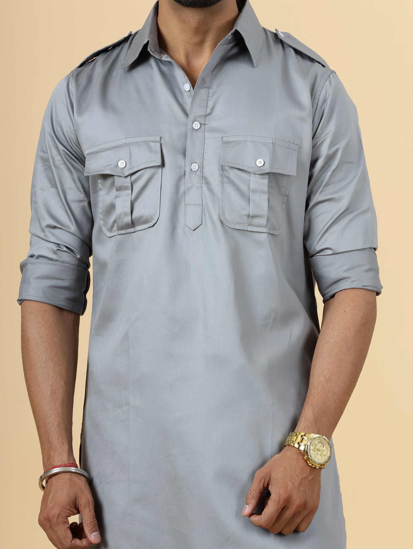 Classy Grey Pathani Kurta-Salwar Set – Rajanyas