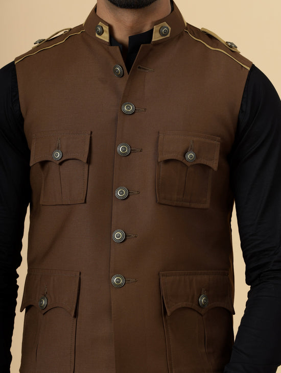 Almond Brown Semi-Hunting Rajputana Jacket – Rajanyas