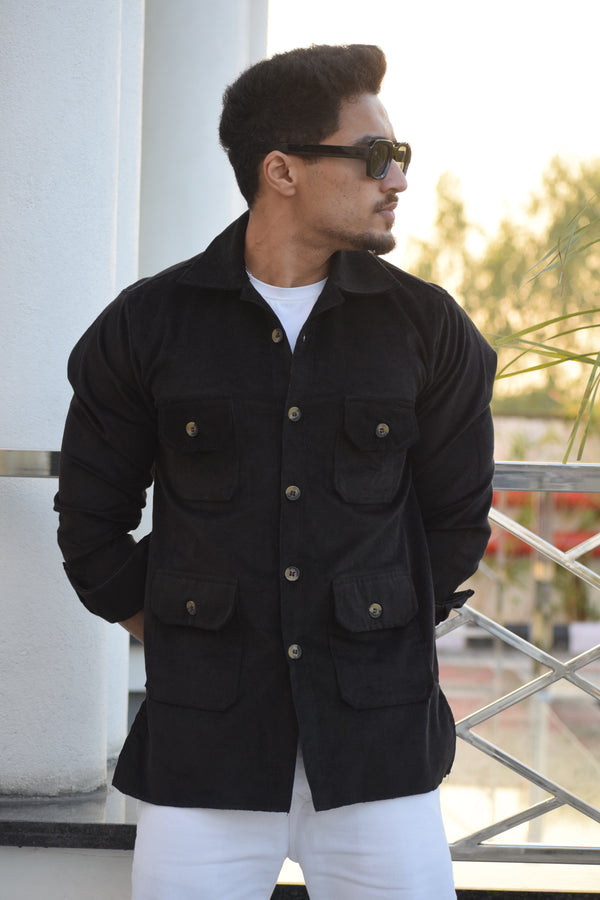 Black Corduroy Hunting Shacket for Men – Rajanyas