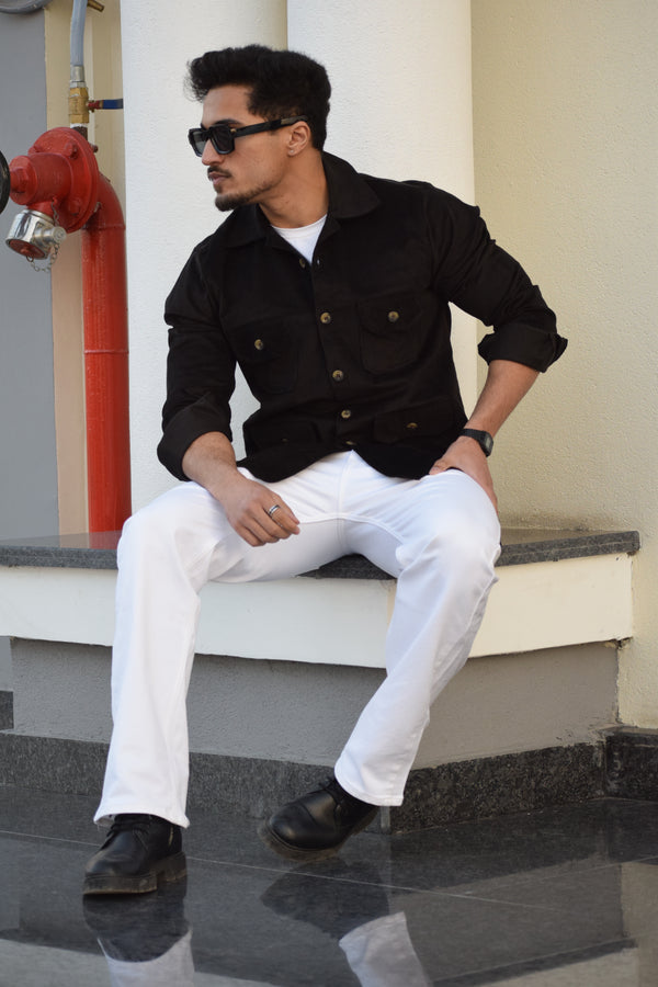 Black Corduroy Hunting Shacket for Men – Rajanyas