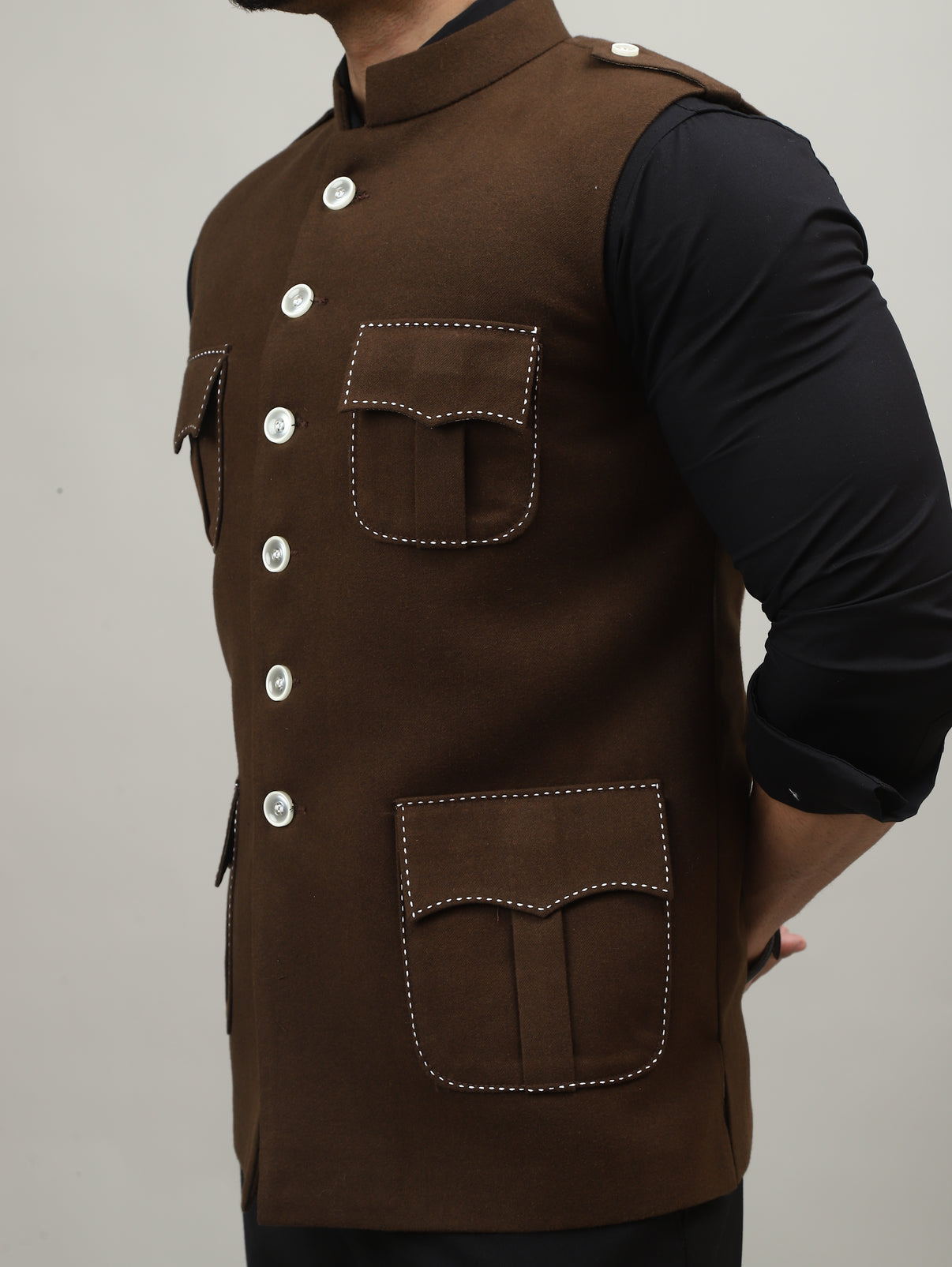Coffee Brown Tweed Royale Semi-Hunting Jacket | Rajanyas Menswear