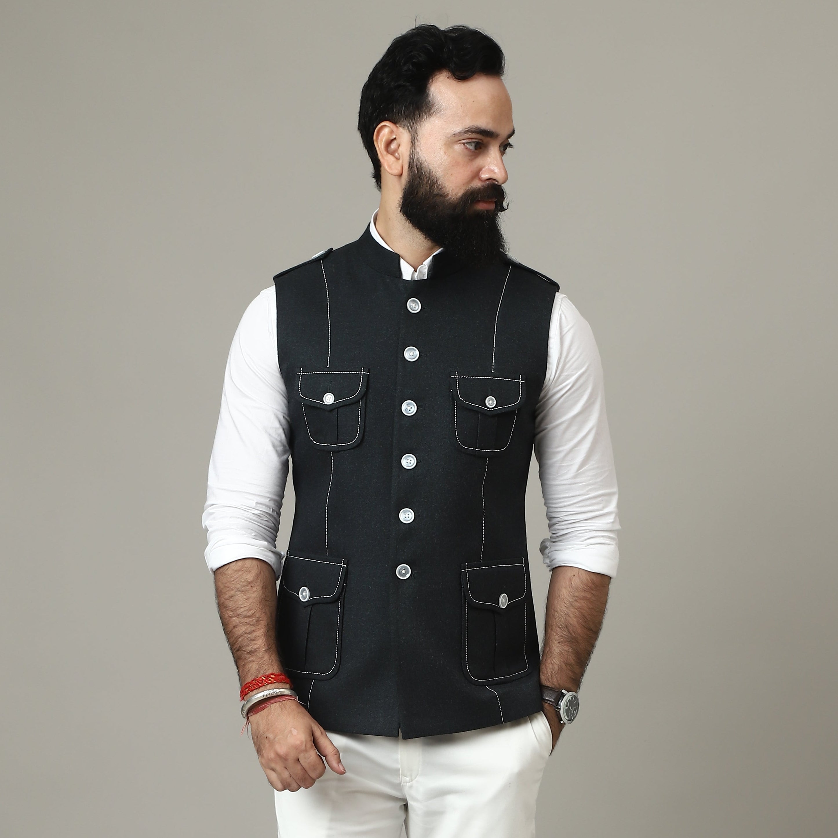 Dark Green Tweed Semi-Hunting Jacket | Rajanyas Menswear