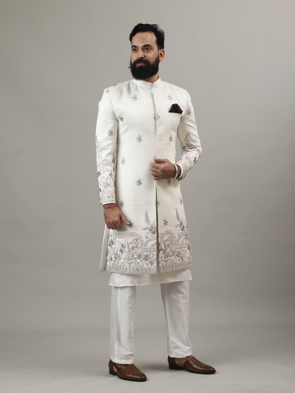 Off White Wedding Sherwani for Men | Rajanyas