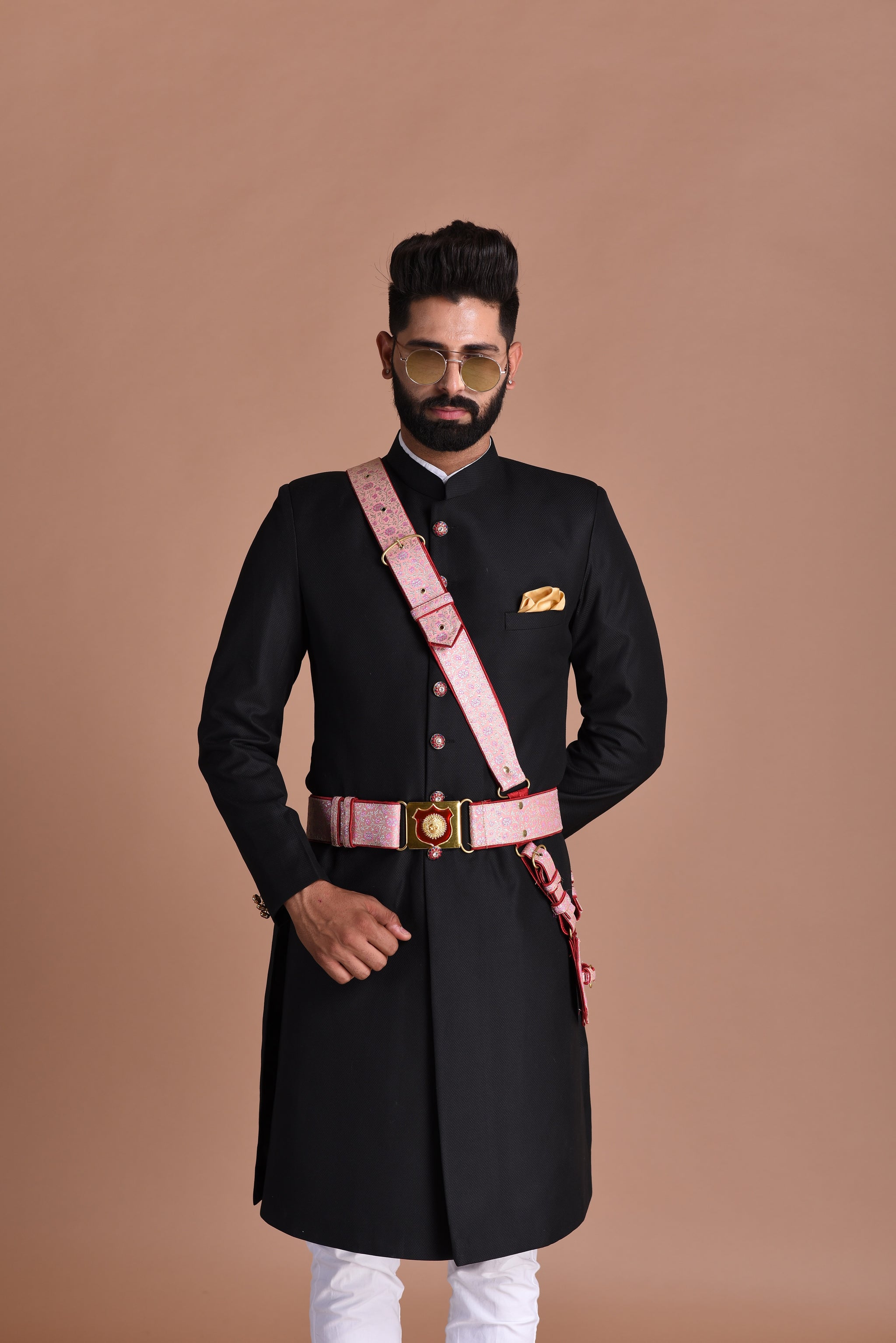Handmade Royal Black Maharaja Style Achkan – Rajanyas